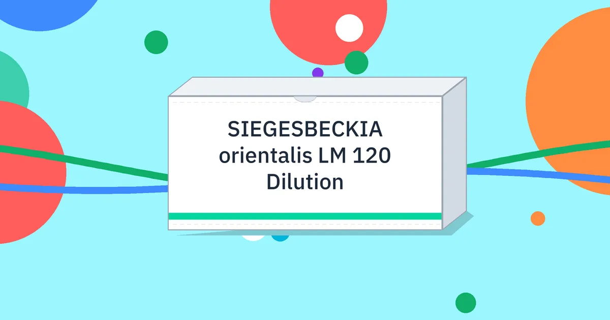 Symbolbild: Packung mit der Aufschrift SIEGESBECKIA orientalis LM 120 Dilution (PZN 13677833) – Verfügbarkeit und Bezug in Apotheken in Frankfurt am Main