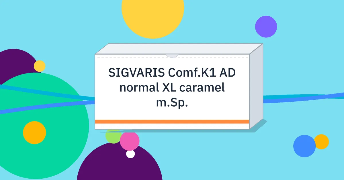 Symbolbild: Packung mit der Aufschrift SIGVARIS Comf.K1 AD normal XL caramel m.Sp. (PZN 17093394) – Verfügbarkeit und Bezug in Apotheken in Frankfurt am Main