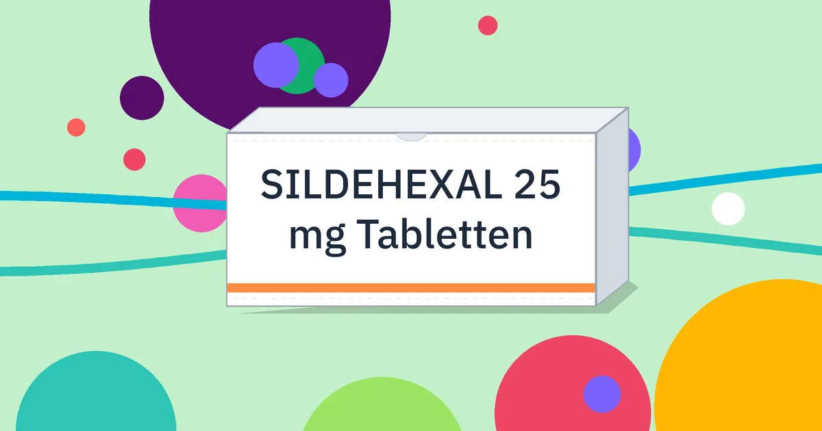 Symbolbild: Packung mit der Aufschrift SILDEHEXAL 25 mg Tabletten (PZN 07098545) – Verfügbarkeit und Bezug in Apotheken in Frankfurt am Main