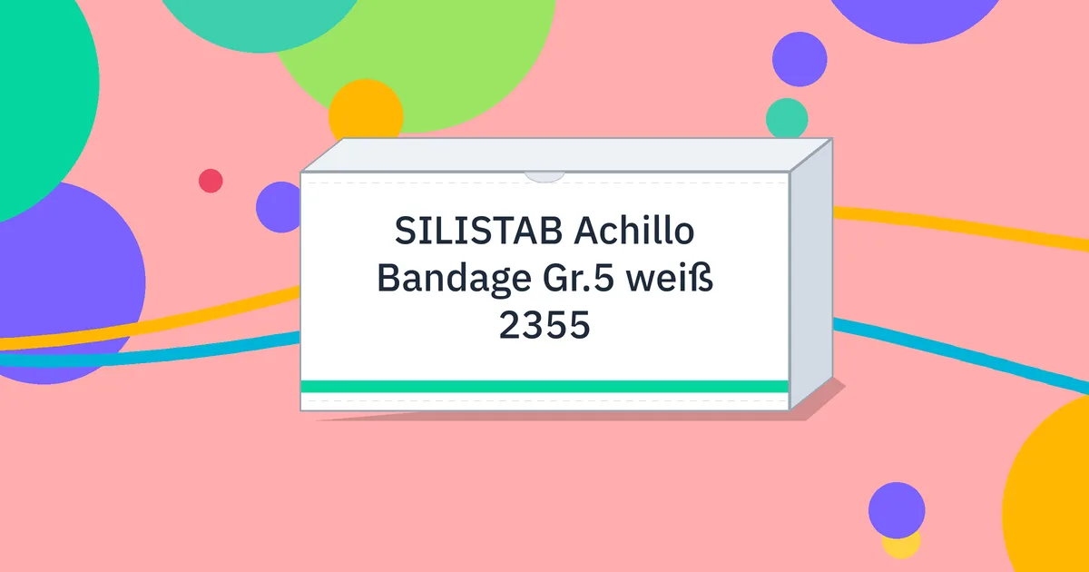Symbolbild: Packung mit der Aufschrift SILISTAB Achillo Bandage Gr.5 weiß 2355 (PZN 08815606) – Verfügbarkeit und Bezug in Apotheken in Frankfurt am Main