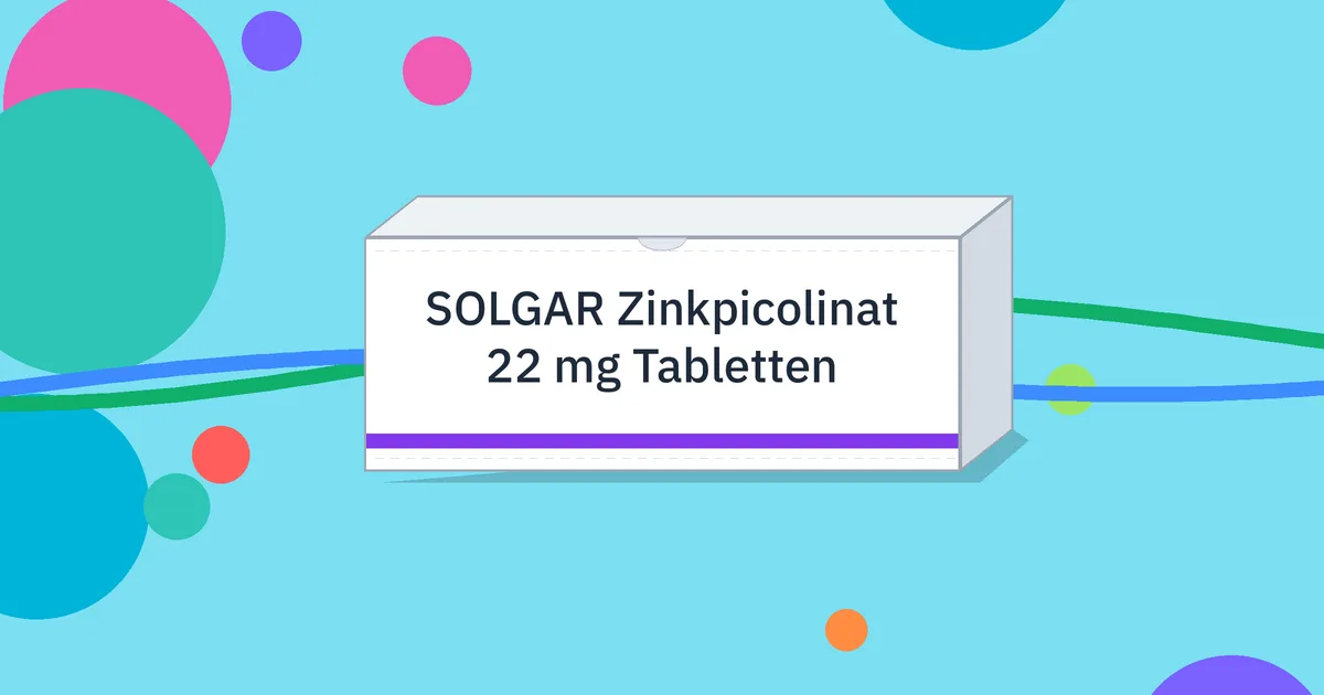 Symbolbild: Packung mit der Aufschrift SOLGAR Zinkpicolinat 22 mg Tabletten (PZN 18814594) – Verfügbarkeit und Bezug in Apotheken in Frankfurt am Main