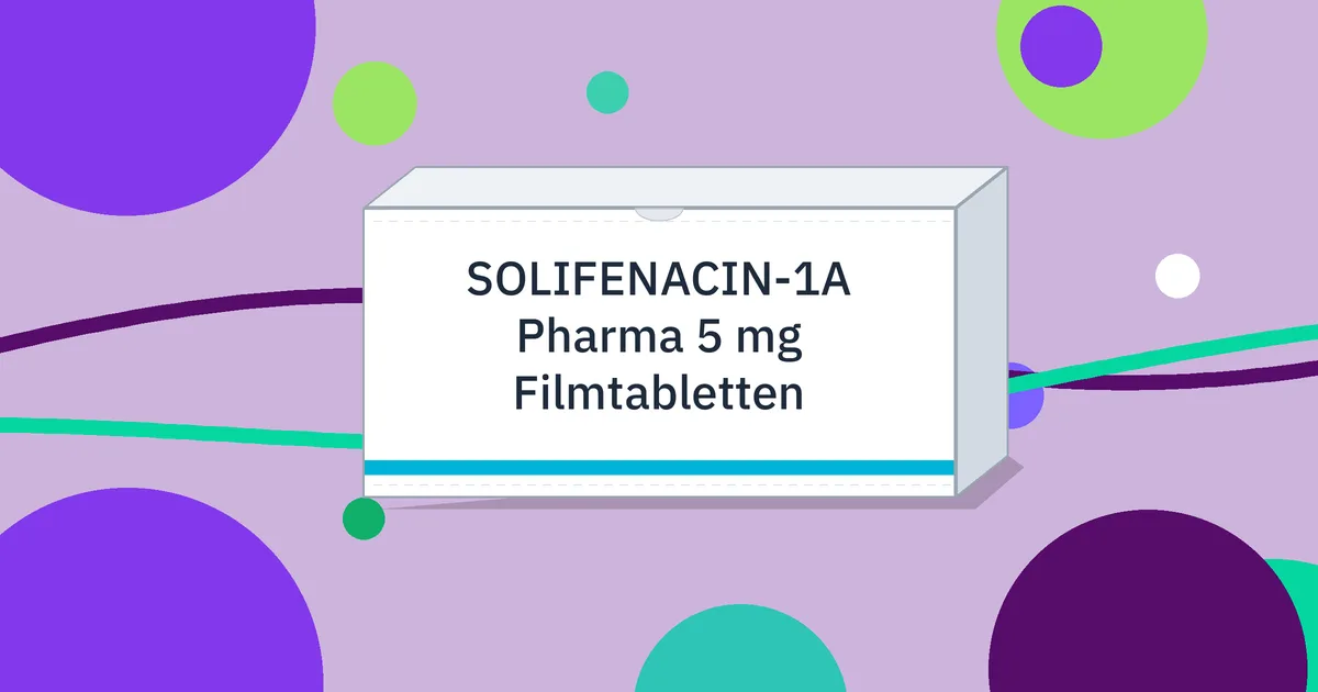 Symbolbild: Packung mit der Aufschrift SOLIFENACIN-1A Pharma 5 mg Filmtabletten (PZN 14440926) – Verfügbarkeit und Bezug in Apotheken in Frankfurt am Main