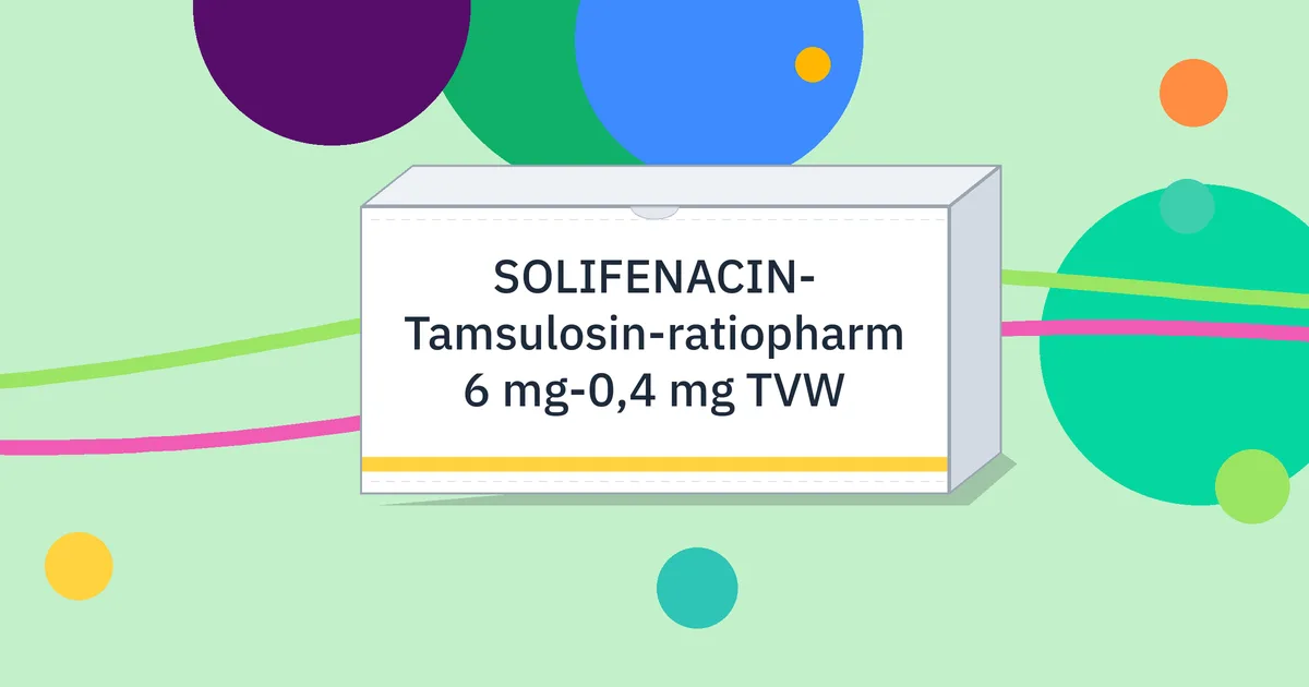 Symbolbild: Packung mit der Aufschrift SOLIFENACIN-Tamsulosin-ratiopharm 6 mg-0,4 mg TVW (PZN 18337378) – Verfügbarkeit und Bezug in Apotheken in Frankfurt am Main
