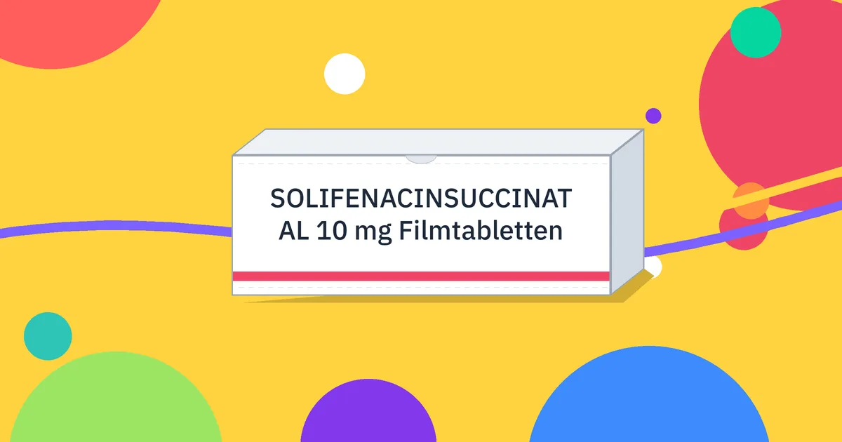 Symbolbild: Packung mit der Aufschrift SOLIFENACINSUCCINAT AL 10 mg Filmtabletten (PZN 15378922) – Verfügbarkeit und Bezug in Apotheken in Frankfurt am Main