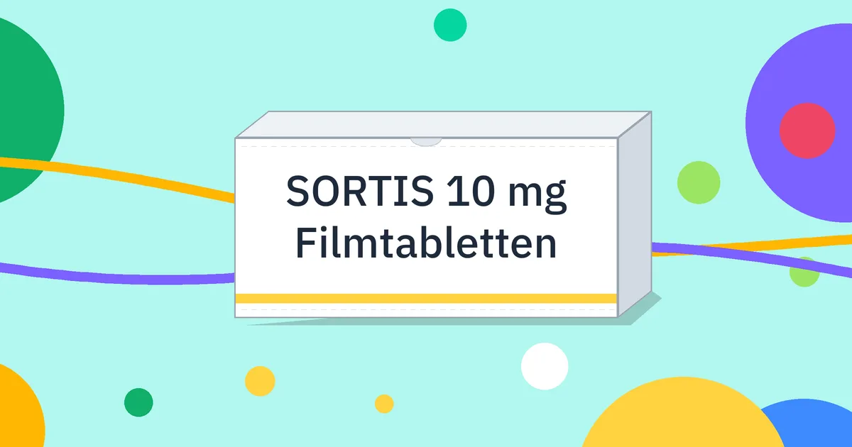 Symbolbild: Packung mit der Aufschrift SORTIS 10 mg Filmtabletten (PZN 17947301) – Verfügbarkeit und Bezug in Apotheken in Frankfurt am Main