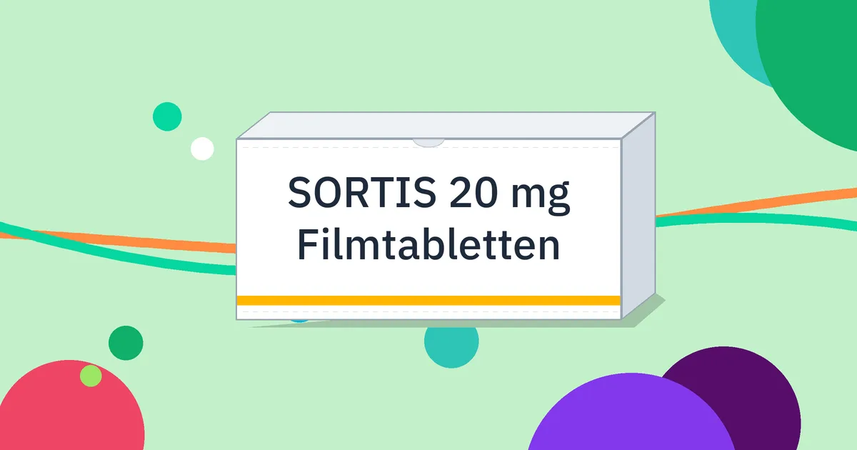 Symbolbild: Packung mit der Aufschrift SORTIS 20 mg Filmtabletten (PZN 10256947) – Verfügbarkeit und Bezug in Apotheken in Frankfurt am Main
