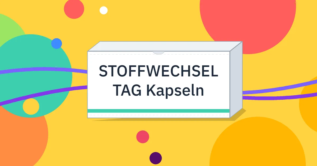 Symbolbild: Packung mit der Aufschrift STOFFWECHSEL TAG Kapseln (PZN 18666395) – Verfügbarkeit und Bezug in Apotheken in Frankfurt am Main