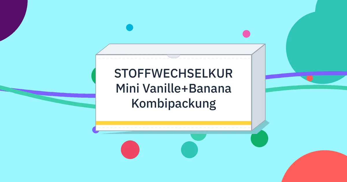 Symbolbild: Packung mit der Aufschrift STOFFWECHSELKUR Mini Vanille+Banana Kombipackung (PZN 14044691) – Verfügbarkeit und Bezug in Apotheken in Frankfurt am Main