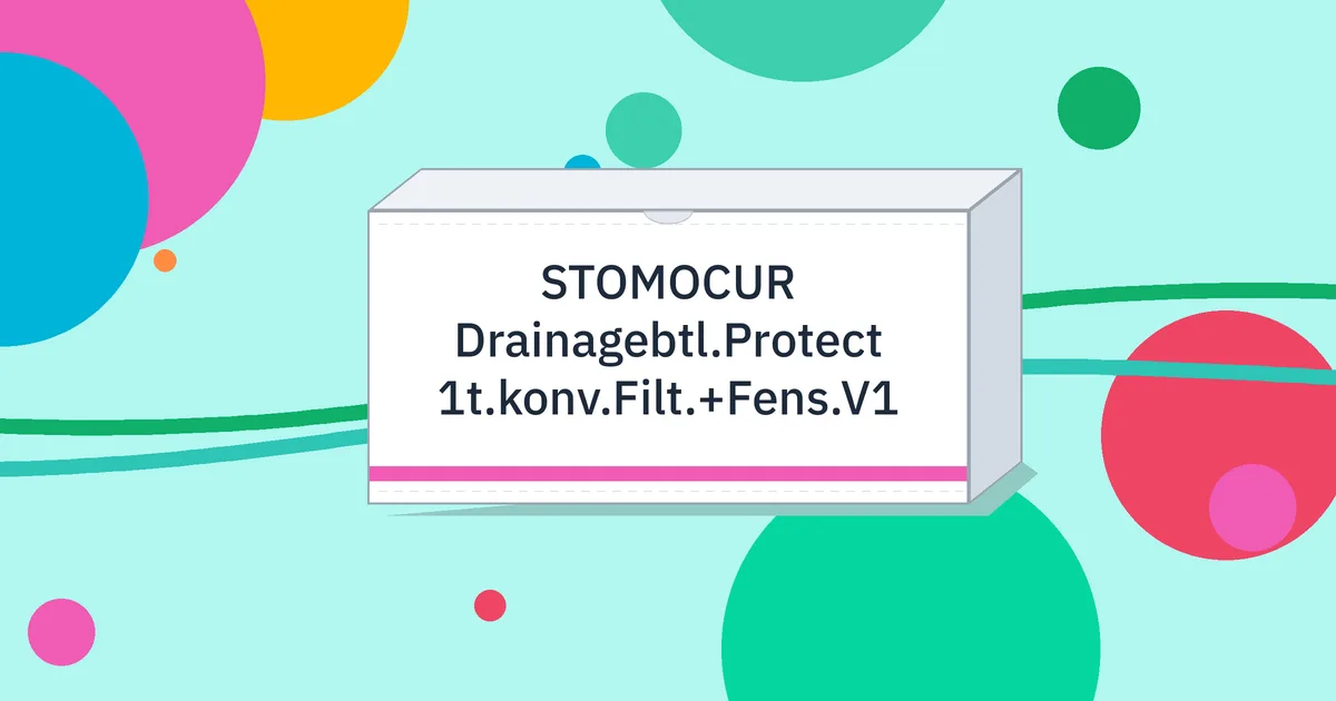 Symbolbild: Packung mit der Aufschrift STOMOCUR Drainagebtl.Protect 1t.konv.Filt.+Fens.V1 (PZN 12465158) – Verfügbarkeit und Bezug in Apotheken in Frankfurt am Main