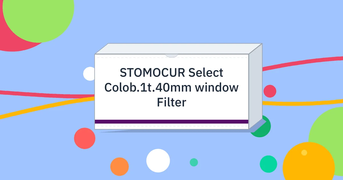 Symbolbild: Packung mit der Aufschrift STOMOCUR Select Colob.1t.40mm window Filter (PZN 18239144) – Verfügbarkeit und Bezug in Apotheken in Frankfurt am Main