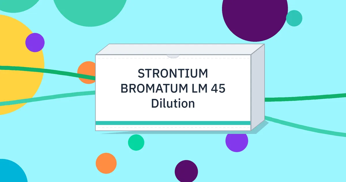 Symbolbild: Packung mit der Aufschrift STRONTIUM BROMATUM LM 45 Dilution (PZN 13202981) – Verfügbarkeit und Bezug in Apotheken in Frankfurt am Main