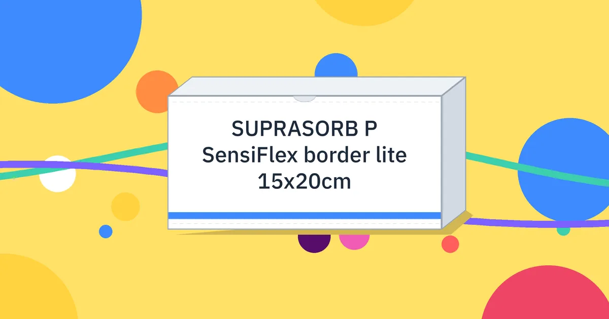 Symbolbild: Packung mit der Aufschrift SUPRASORB P SensiFlex border lite 15x20cm (PZN 20005241) – Verfügbarkeit und Bezug in Apotheken in Frankfurt am Main