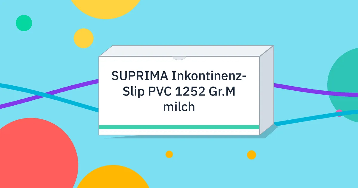 Symbolbild: Packung mit der Aufschrift SUPRIMA Inkontinenz-Slip PVC 1252 Gr.M milch (PZN 03923596) – Verfügbarkeit und Bezug in Apotheken in Frankfurt am Main