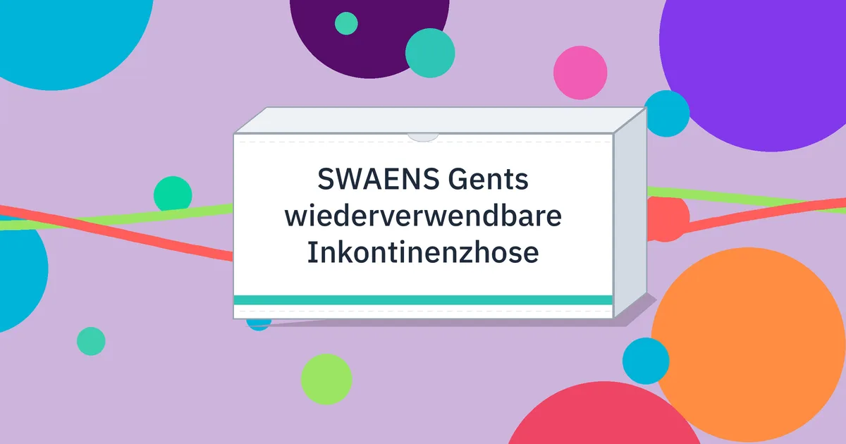 Symbolbild: Packung mit der Aufschrift SWAENS Gents wiederverwendbare Inkontinenzhose (PZN 11139675) – Verfügbarkeit und Bezug in Apotheken in Frankfurt am Main