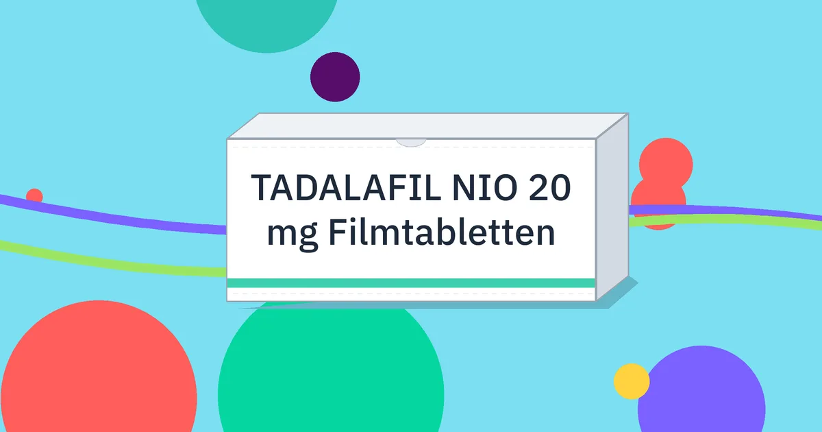 Symbolbild: Packung mit der Aufschrift TADALAFIL NIO 20 mg Filmtabletten (PZN 15638961) – Verfügbarkeit und Bezug in Apotheken in Frankfurt am Main