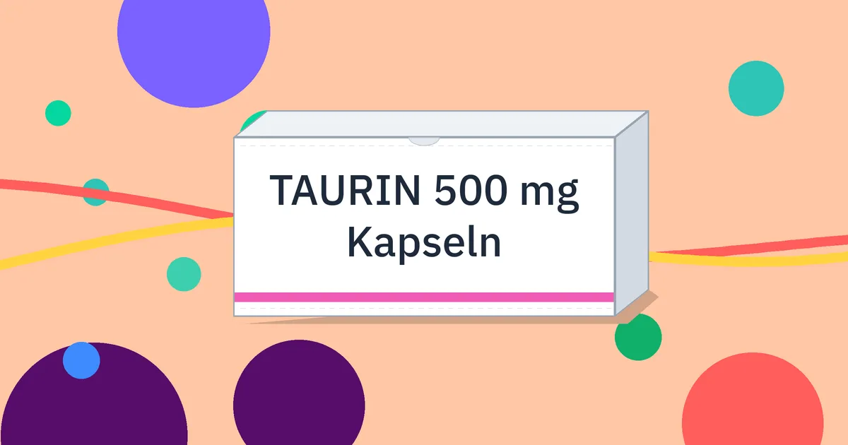 Symbolbild: Packung mit der Aufschrift TAURIN 500 mg Kapseln (PZN 09462682) – Verfügbarkeit und Bezug in Apotheken in Frankfurt am Main