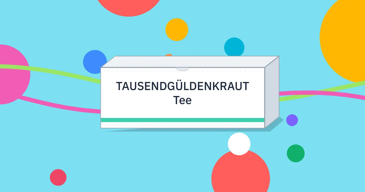 Symbolbild: Packung mit der Aufschrift TAUSENDGÜLDENKRAUT Tee (PZN 19550097) – Verfügbarkeit und Bezug in Apotheken in Frankfurt am Main