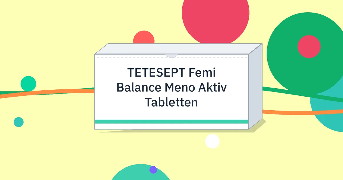 Symbolbild: Packung mit der Aufschrift TETESEPT Femi Balance Meno Aktiv Tabletten (PZN 16152048) – Verfügbarkeit und Bezug in Apotheken in Frankfurt am Main