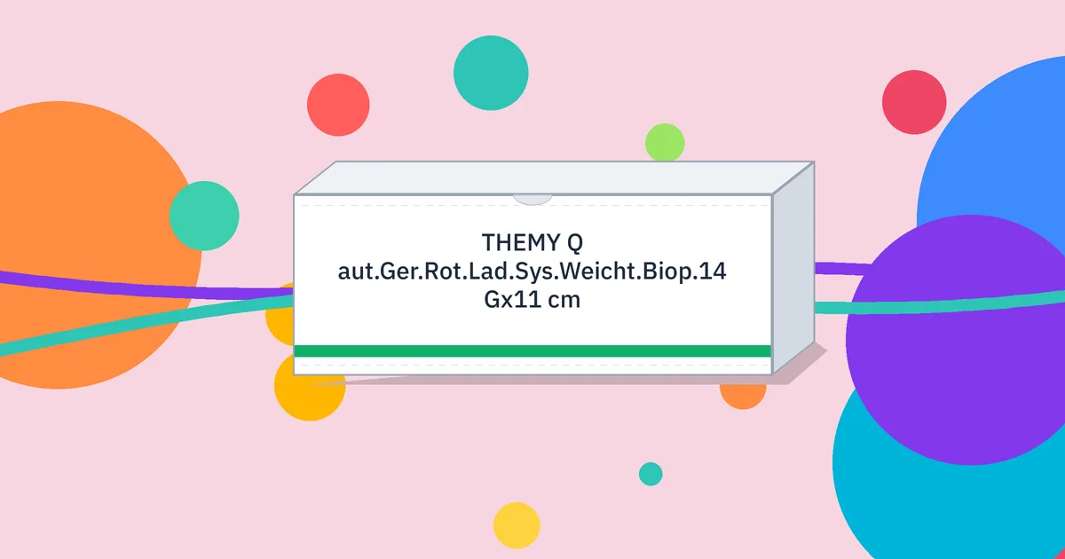 Symbolbild: Packung mit der Aufschrift THEMY Q aut.Ger.Rot.Lad.Sys.Weicht.Biop.14 Gx11 cm (PZN 19737795) – Verfügbarkeit und Bezug in Apotheken in Frankfurt am Main