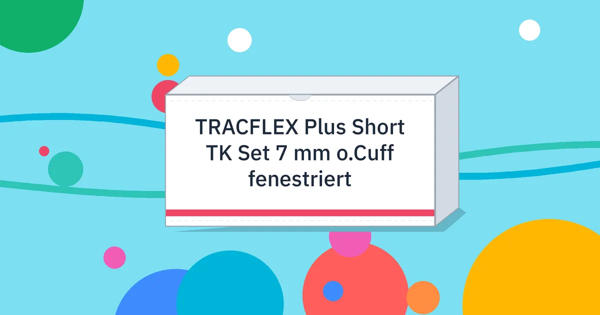 Symbolbild: Packung mit der Aufschrift TRACFLEX Plus Short TK Set 7 mm o.Cuff fenestriert (PZN 20934035) – Verfügbarkeit und Bezug in Apotheken in Frankfurt am Main