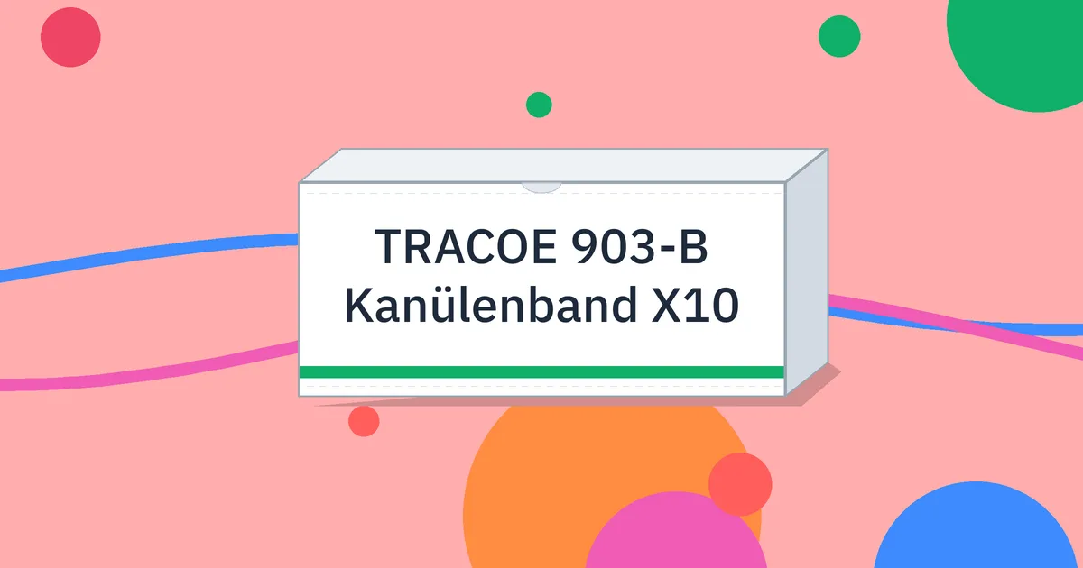 Symbolbild: Packung mit der Aufschrift TRACOE 903-B Kanülenband X10 (PZN 07277727) – Verfügbarkeit und Bezug in Apotheken in Frankfurt am Main