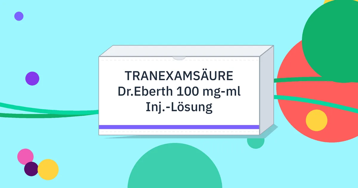 Symbolbild: Packung mit der Aufschrift TRANEXAMSÄURE Dr.Eberth 100 mg-ml Inj.-Lösung (PZN 20355751) – Verfügbarkeit und Bezug in Apotheken in Frankfurt am Main