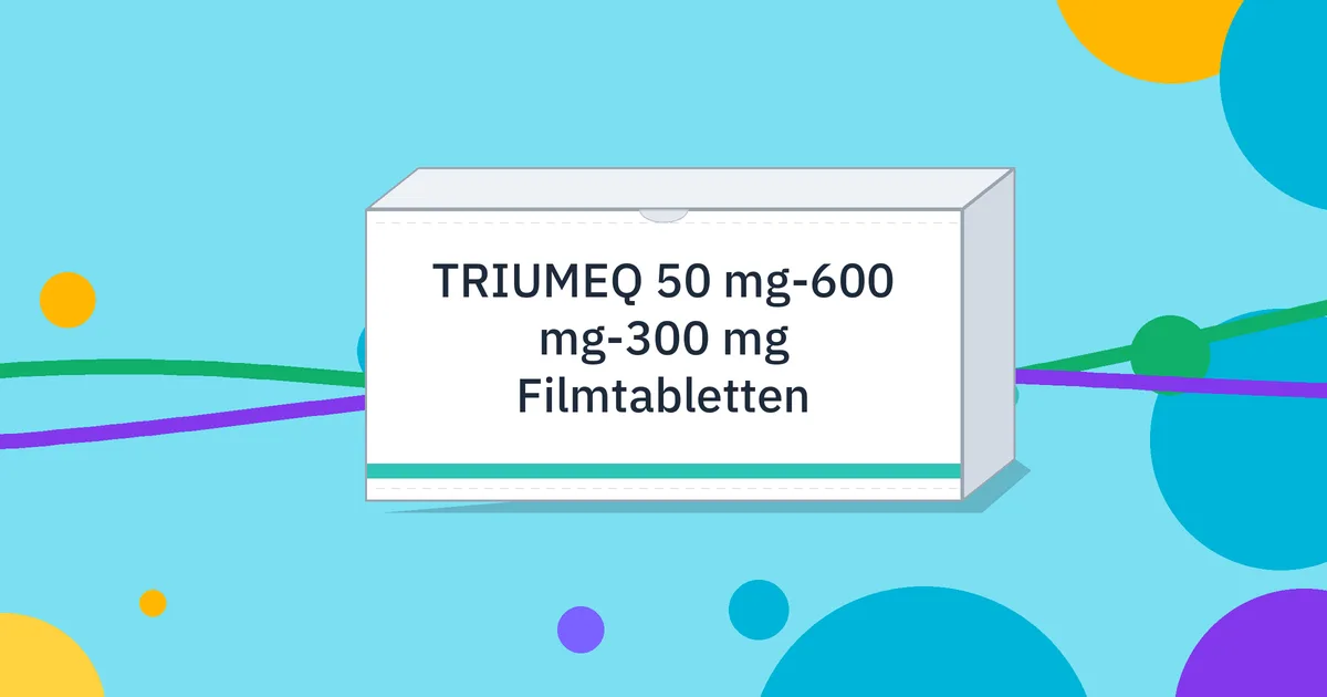 Symbolbild: Packung mit der Aufschrift TRIUMEQ 50 mg-600 mg-300 mg Filmtabletten (PZN 18039451) – Verfügbarkeit und Bezug in Apotheken in Frankfurt am Main