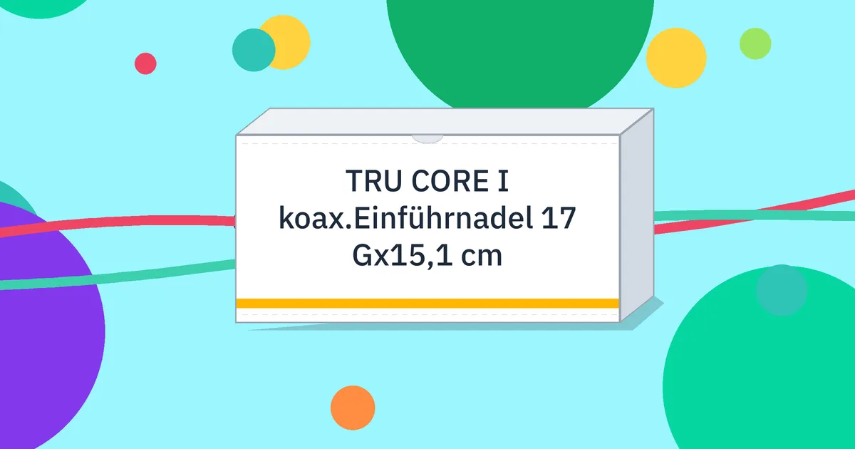 Symbolbild: Packung mit der Aufschrift TRU CORE I koax.Einführnadel 17 Gx15,1 cm (PZN 06768587) – Verfügbarkeit und Bezug in Apotheken in Frankfurt am Main