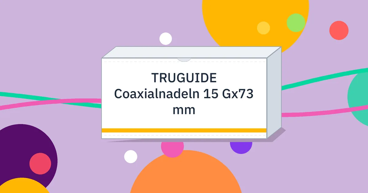 Symbolbild: Packung mit der Aufschrift TRUGUIDE Coaxialnadeln 15 Gx73 mm (PZN 03406091) – Verfügbarkeit und Bezug in Apotheken in Frankfurt am Main