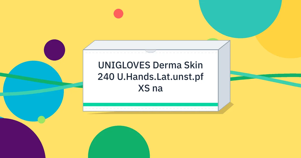 Symbolbild: Packung mit der Aufschrift UNIGLOVES Derma Skin 240 U.Hands.Lat.unst.pf XS na (PZN 18100848) – Verfügbarkeit und Bezug in Apotheken in Frankfurt am Main