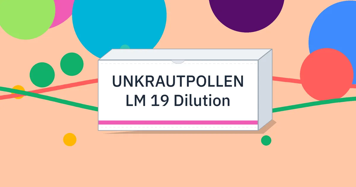 Symbolbild: Packung mit der Aufschrift UNKRAUTPOLLEN LM 19 Dilution (PZN 13255871) – Verfügbarkeit und Bezug in Apotheken in Frankfurt am Main