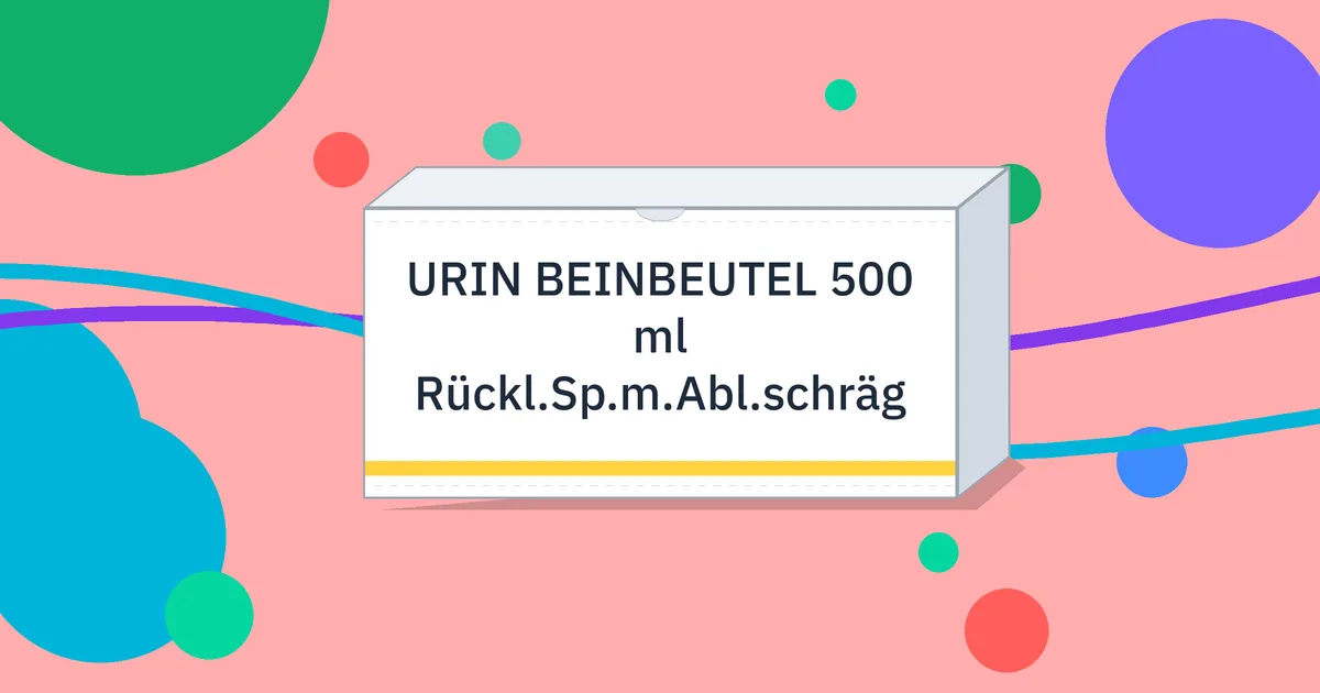 Symbolbild: Packung mit der Aufschrift URIN BEINBEUTEL 500 ml Rückl.Sp.m.Abl.schräg (PZN 07517108) – Verfügbarkeit und Bezug in Apotheken in Frankfurt am Main