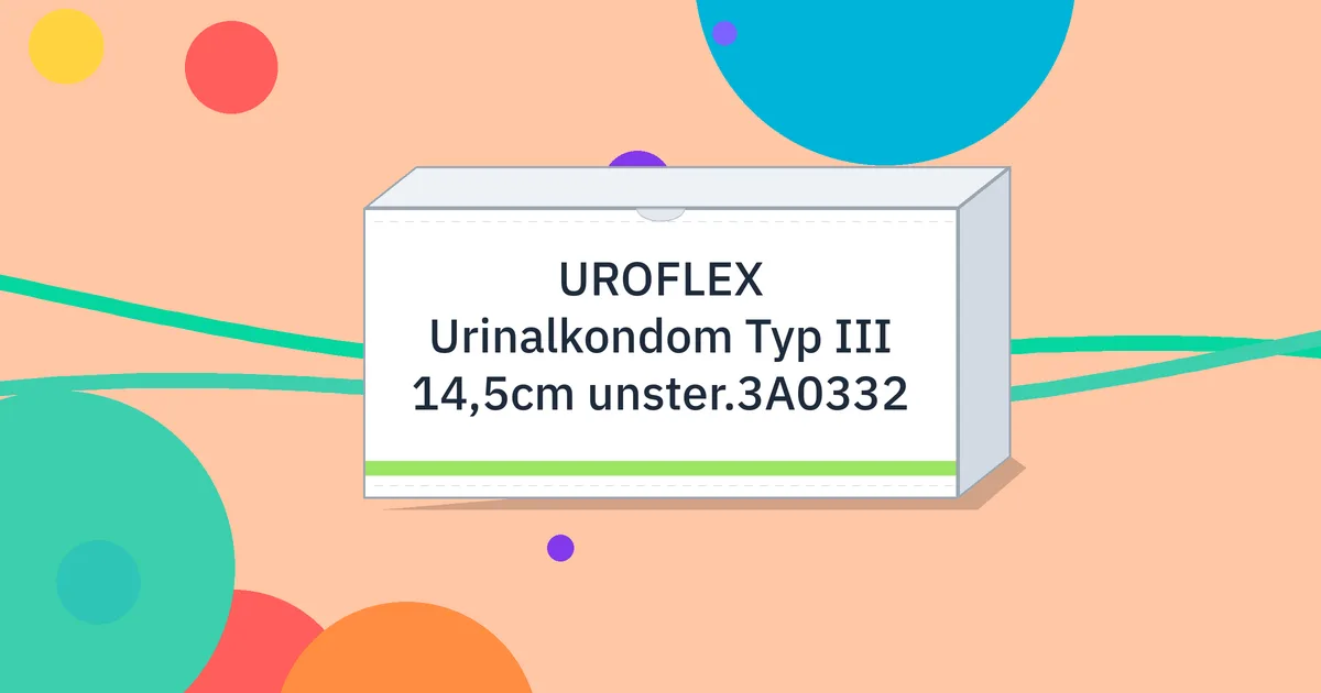 Symbolbild: Packung mit der Aufschrift UROFLEX Urinalkondom Typ III 14,5cm unster.3A0332 (PZN 17414786) – Verfügbarkeit und Bezug in Apotheken in Frankfurt am Main
