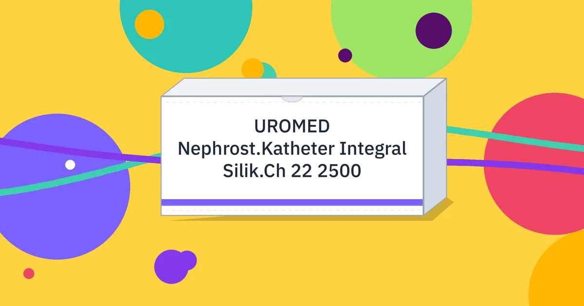 Symbolbild: Packung mit der Aufschrift UROMED Nephrost.Katheter Integral Silik.Ch 22 2500 (PZN 04741762) – Verfügbarkeit und Bezug in Apotheken in Frankfurt am Main