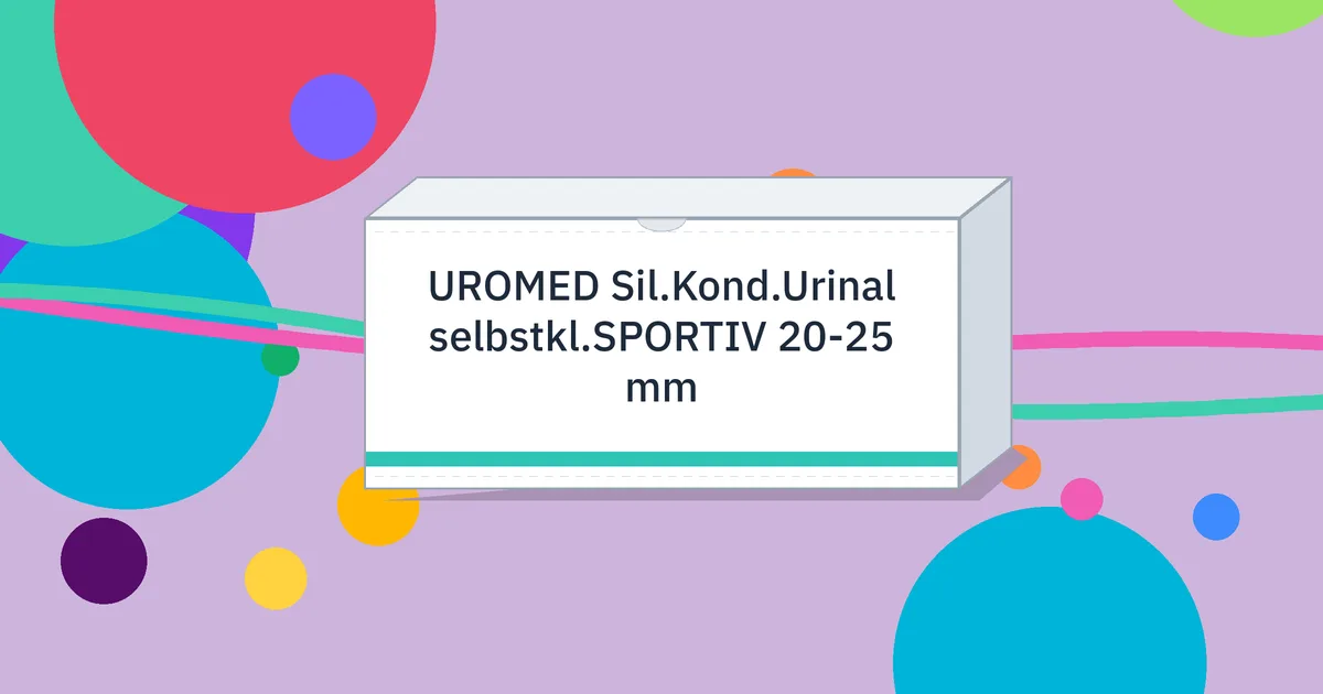 Symbolbild: Packung mit der Aufschrift UROMED Sil.Kond.Urinal selbstkl.SPORTIV 20-25 mm (PZN 18389642) – Verfügbarkeit und Bezug in Apotheken in Frankfurt am Main