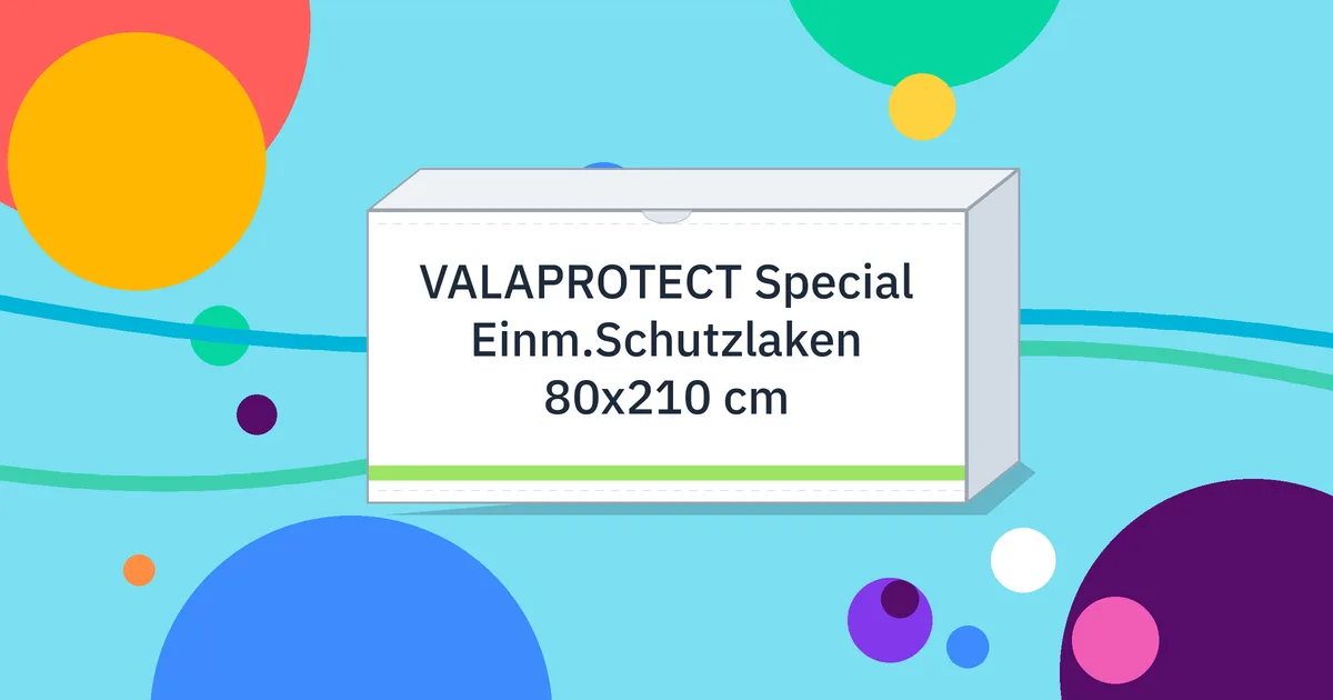 Symbolbild: Packung mit der Aufschrift VALAPROTECT Special Einm.Schutzlaken 80x210 cm (PZN 03128321) – Verfügbarkeit und Bezug in Apotheken in Frankfurt am Main