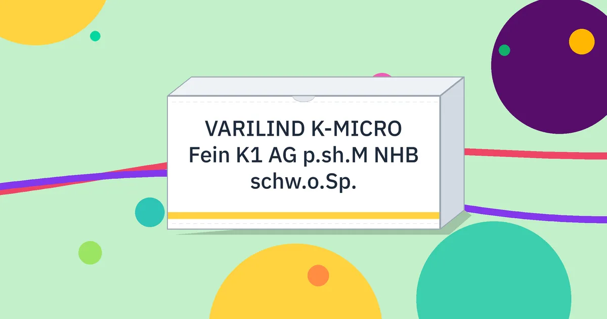 Symbolbild: Packung mit der Aufschrift VARILIND K-MICRO Fein K1 AG p.sh.M NHB schw.o.Sp. (PZN 20555384) – Verfügbarkeit und Bezug in Apotheken in Frankfurt am Main