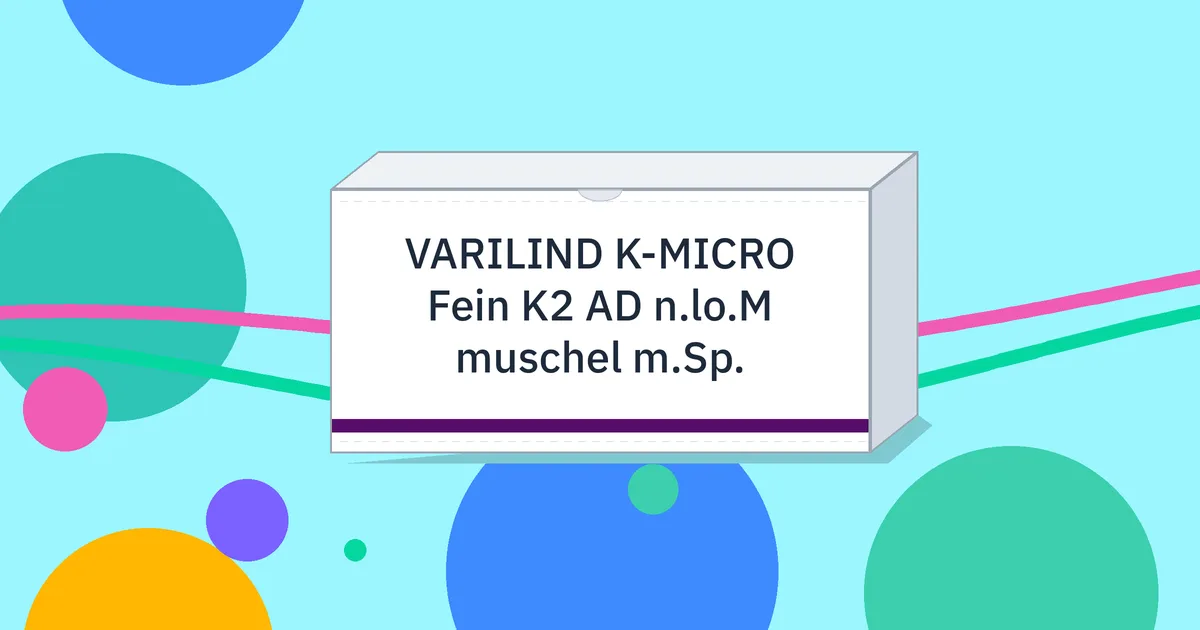 Symbolbild: Packung mit der Aufschrift VARILIND K-MICRO Fein K2 AD n.lo.M muschel m.Sp. (PZN 20619434) – Verfügbarkeit und Bezug in Apotheken in Frankfurt am Main