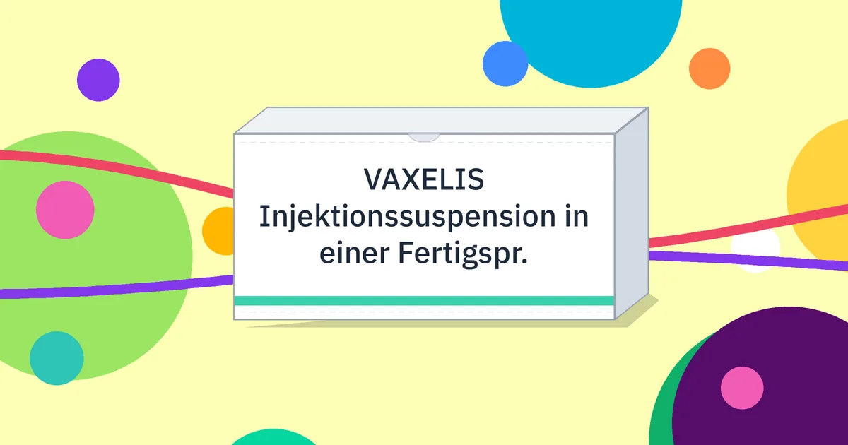 Symbolbild: Packung mit der Aufschrift VAXELIS Injektionssuspension in einer Fertigspr. (PZN 12386996) – Verfügbarkeit und Bezug in Apotheken in Frankfurt am Main