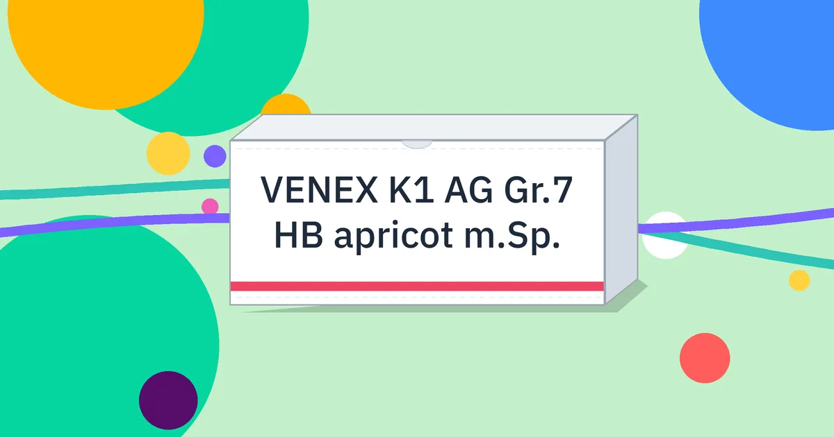 Symbolbild: Packung mit der Aufschrift VENEX K1 AG Gr.7 HB apricot m.Sp. (PZN 03191294) – Verfügbarkeit und Bezug in Apotheken in Frankfurt am Main