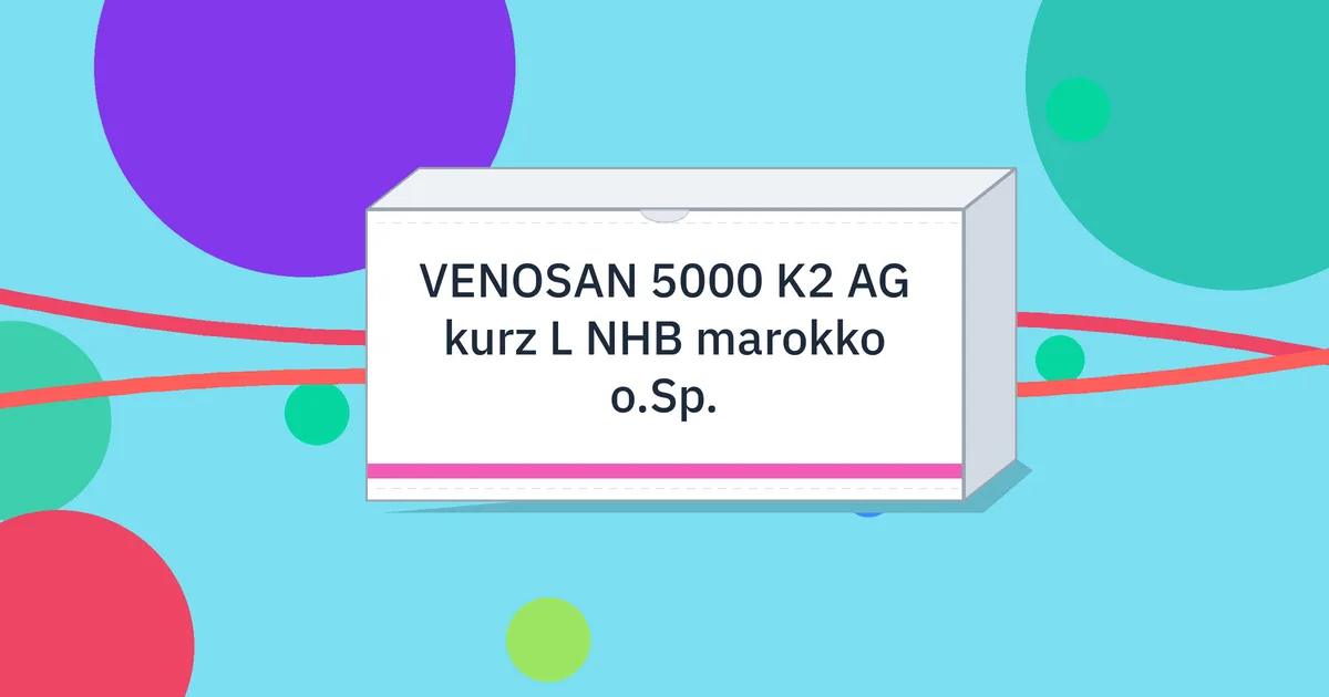Symbolbild: Packung mit der Aufschrift VENOSAN 5000 K2 AG kurz L NHB marokko o.Sp. (PZN 14432246) – Verfügbarkeit und Bezug in Apotheken in Frankfurt am Main