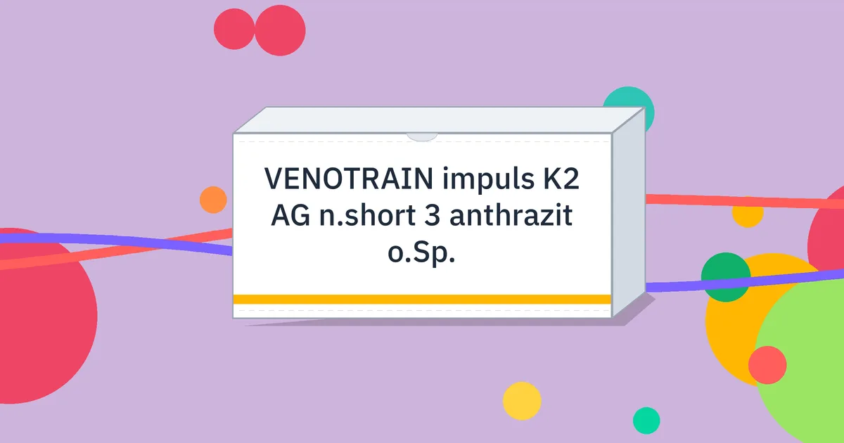 Symbolbild: Packung mit der Aufschrift VENOTRAIN impuls K2 AG n.short 3 anthrazit o.Sp. (PZN 15212564) – Verfügbarkeit und Bezug in Apotheken in Frankfurt am Main