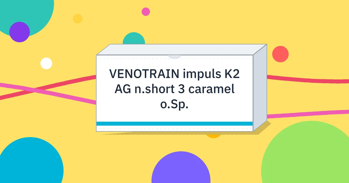 Symbolbild: Packung mit der Aufschrift VENOTRAIN impuls K2 AG n.short 3 caramel o.Sp. (PZN 08420233) – Verfügbarkeit und Bezug in Apotheken in Frankfurt am Main