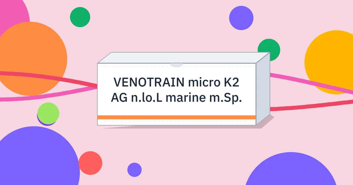 Symbolbild: Packung mit der Aufschrift VENOTRAIN micro K2 AG n.lo.L marine m.Sp. (PZN 04330786) – Verfügbarkeit und Bezug in Apotheken in Frankfurt am Main