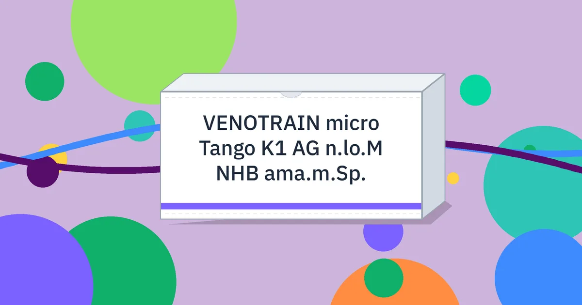 Symbolbild: Packung mit der Aufschrift VENOTRAIN micro Tango K1 AG n.lo.M NHB ama.m.Sp. (PZN 17764552) – Verfügbarkeit und Bezug in Apotheken in Frankfurt am Main