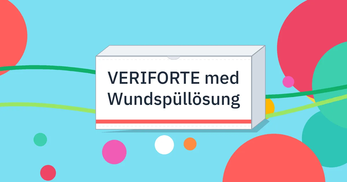 Symbolbild: Packung mit der Aufschrift VERIFORTE med Wundspüllösung (PZN 11865973) – Verfügbarkeit und Bezug in Apotheken in Frankfurt am Main