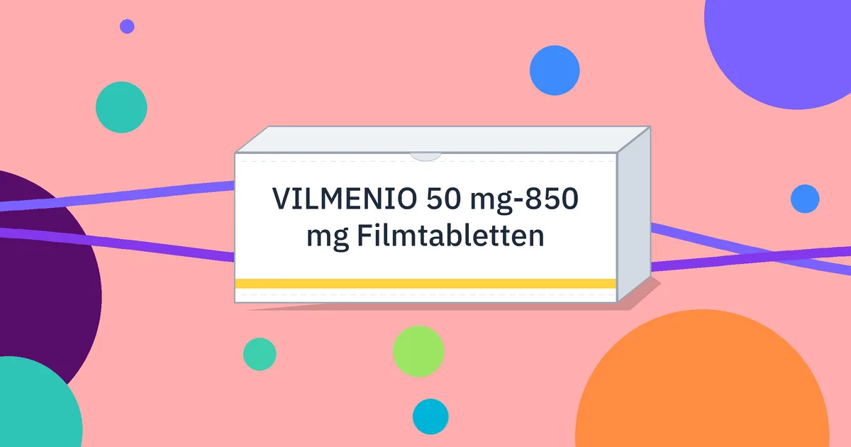 Symbolbild: Packung mit der Aufschrift VILMENIO 50 mg-850 mg Filmtabletten (PZN 20120781) – Verfügbarkeit und Bezug in Apotheken in Frankfurt am Main