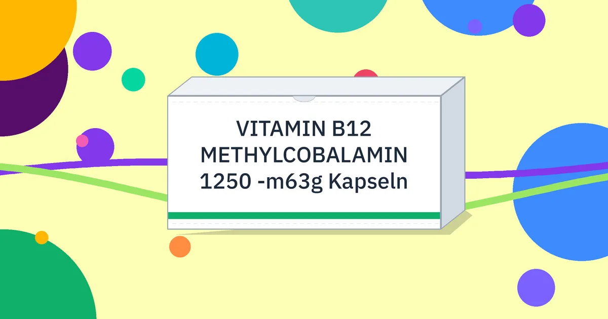 Symbolbild: Packung mit der Aufschrift VITAMIN B12 METHYLCOBALAMIN 1250 -m63g Kapseln (PZN 20219746) – Verfügbarkeit und Bezug in Apotheken in Frankfurt am Main