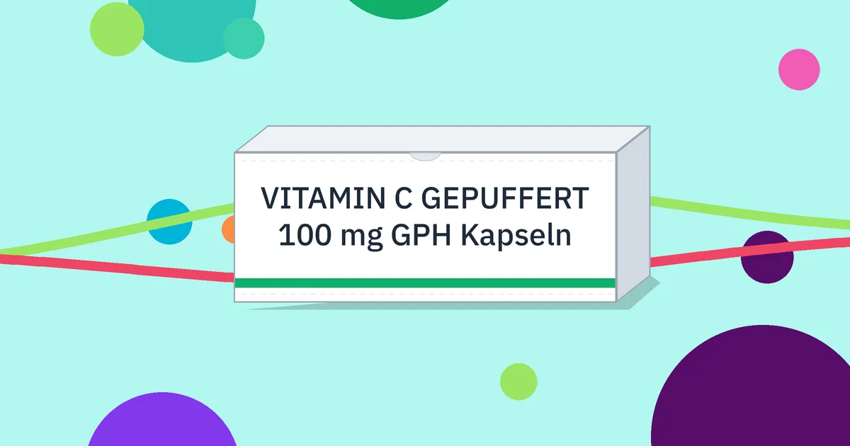 Symbolbild: Packung mit der Aufschrift VITAMIN C GEPUFFERT 100 mg GPH Kapseln (PZN 02073635) – Verfügbarkeit und Bezug in Apotheken in Frankfurt am Main