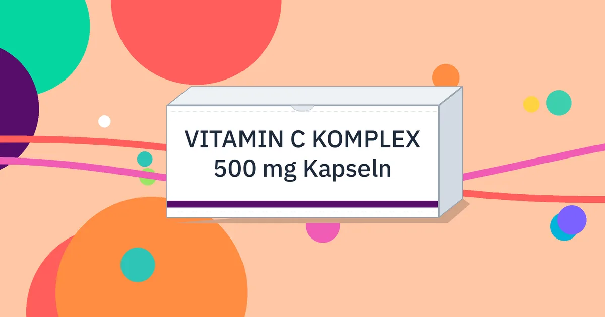 Symbolbild: Packung mit der Aufschrift VITAMIN C KOMPLEX 500 mg Kapseln (PZN 16875870) – Verfügbarkeit und Bezug in Apotheken in Frankfurt am Main